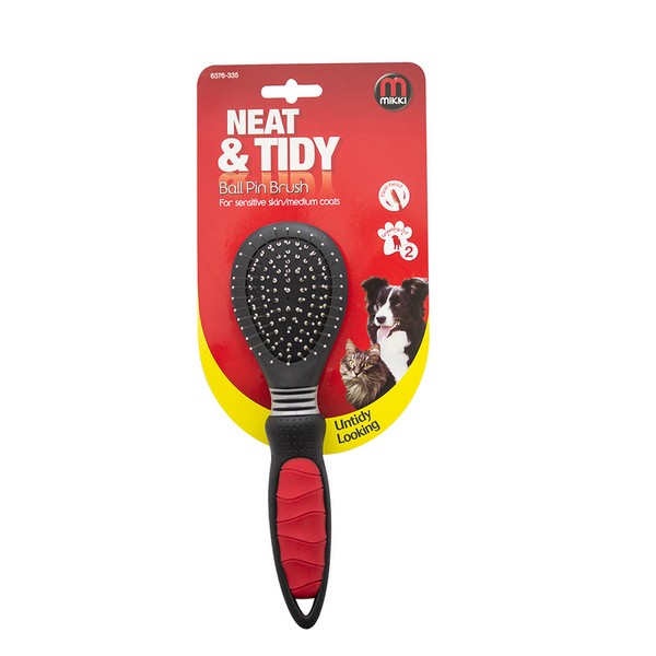 Mikki Ball Pin Brush For Sensitive Skin Med Coats Small – Pet Paradise ...